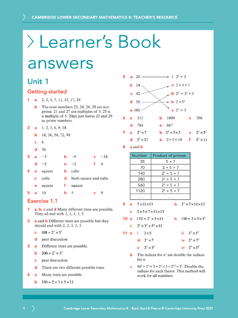 Ls Maths8 2ed TR Learner Book Answers | PDF