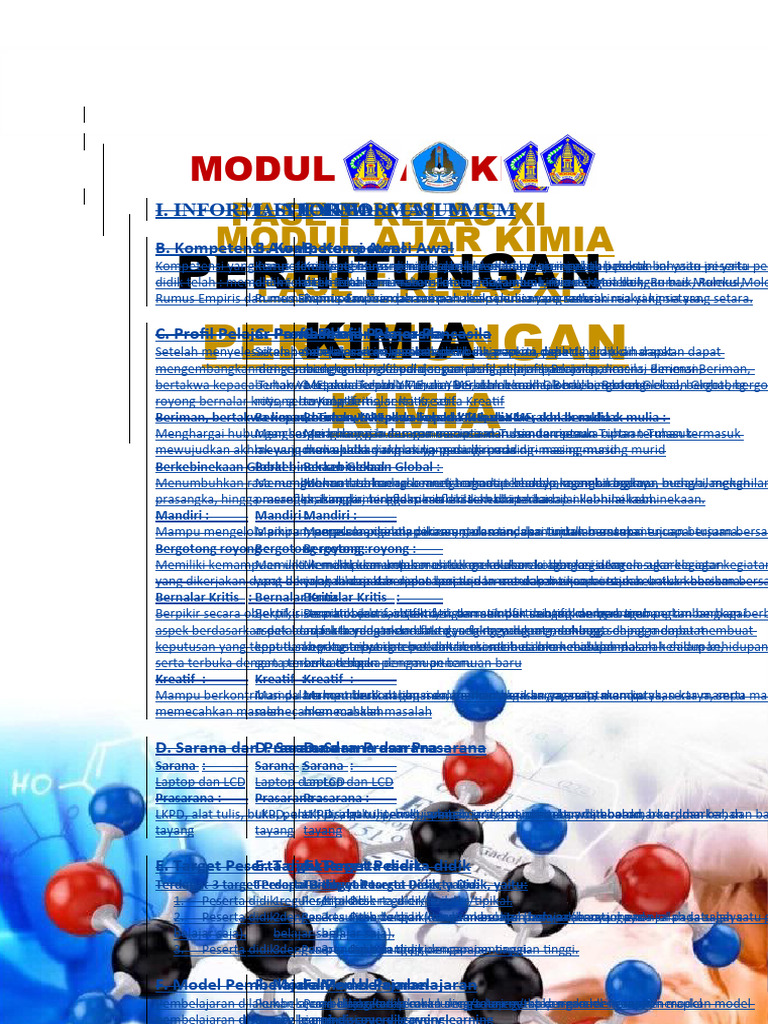 Modul Kimia Fase F Kelas XI TH 24 - F11.1 Perhitungan Kimia | PDF