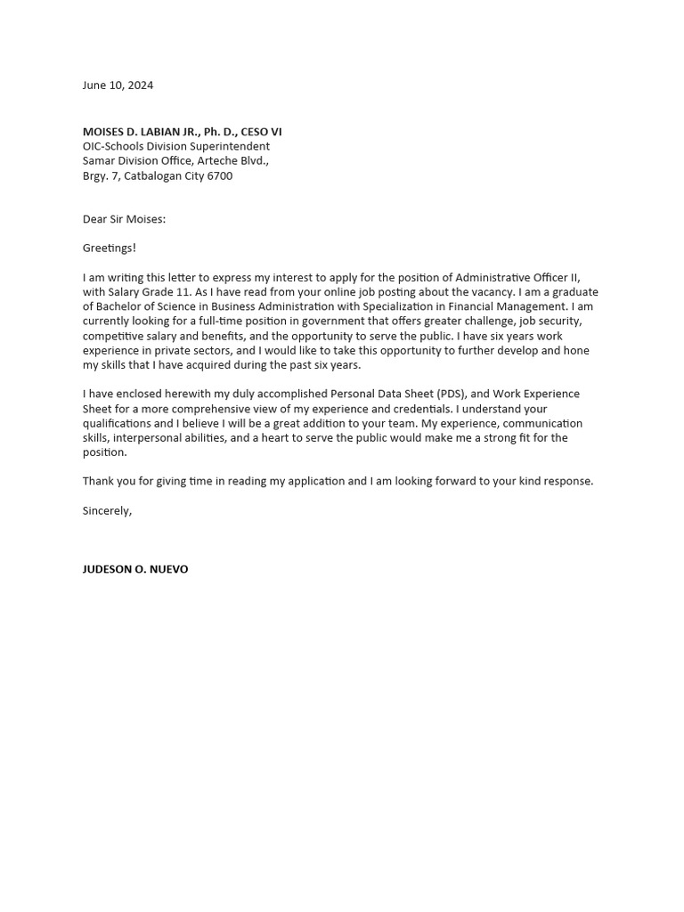 Letter of Intent - Ao Ii (Deped) | PDF