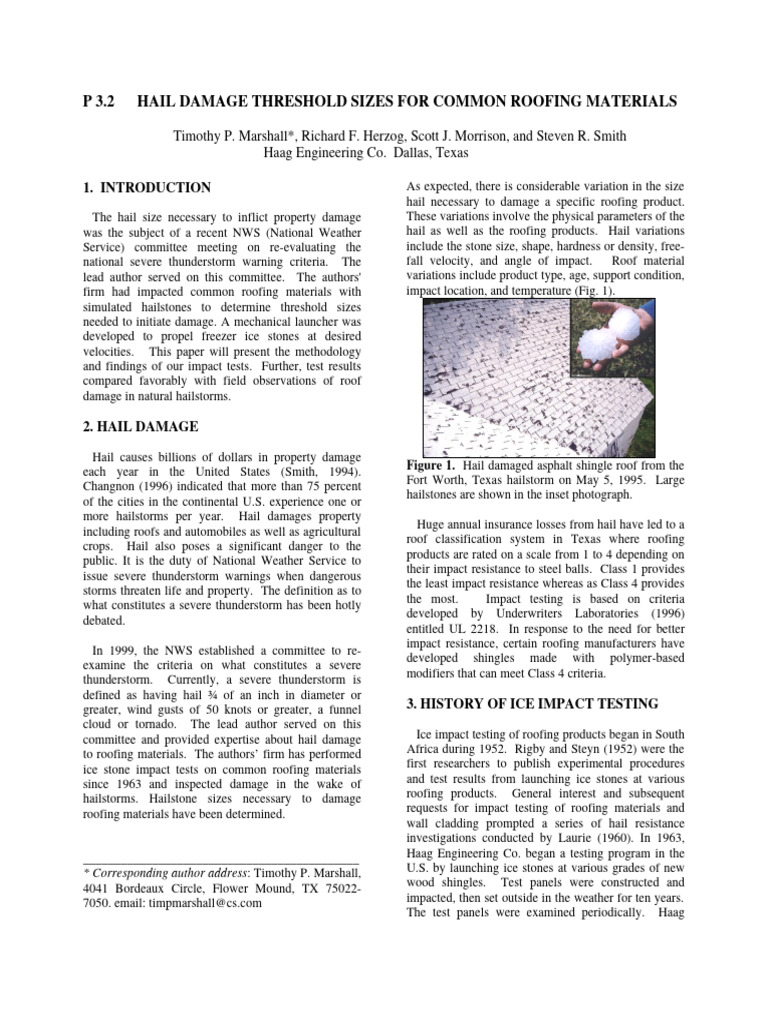 HAAG Hail Damage Thresholds | PDF | Hail | Thunderstorm
