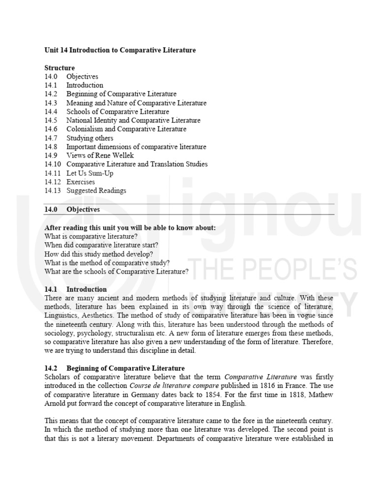 Introduction To Comparative Literature | PDF | Nationalism | Concept