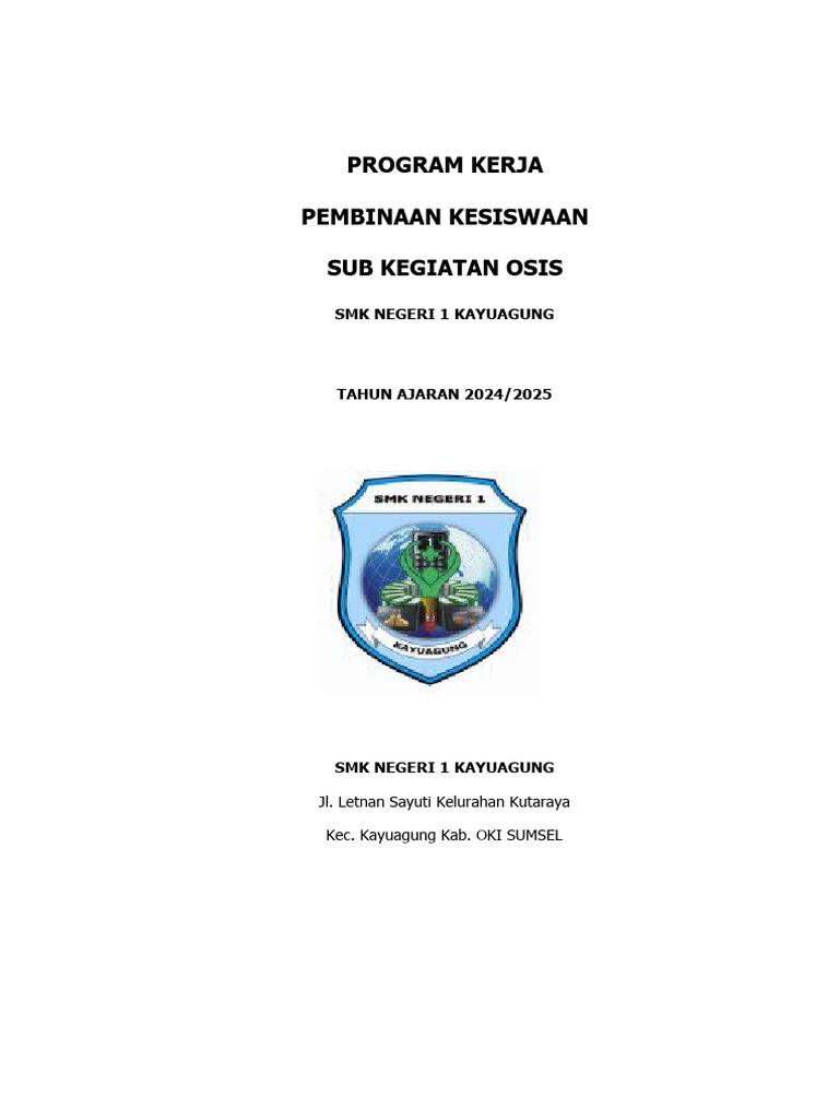 Program Osis SMKN 1 Kag 2023-2024 | PDF | Karier & Perkembangan | Seni