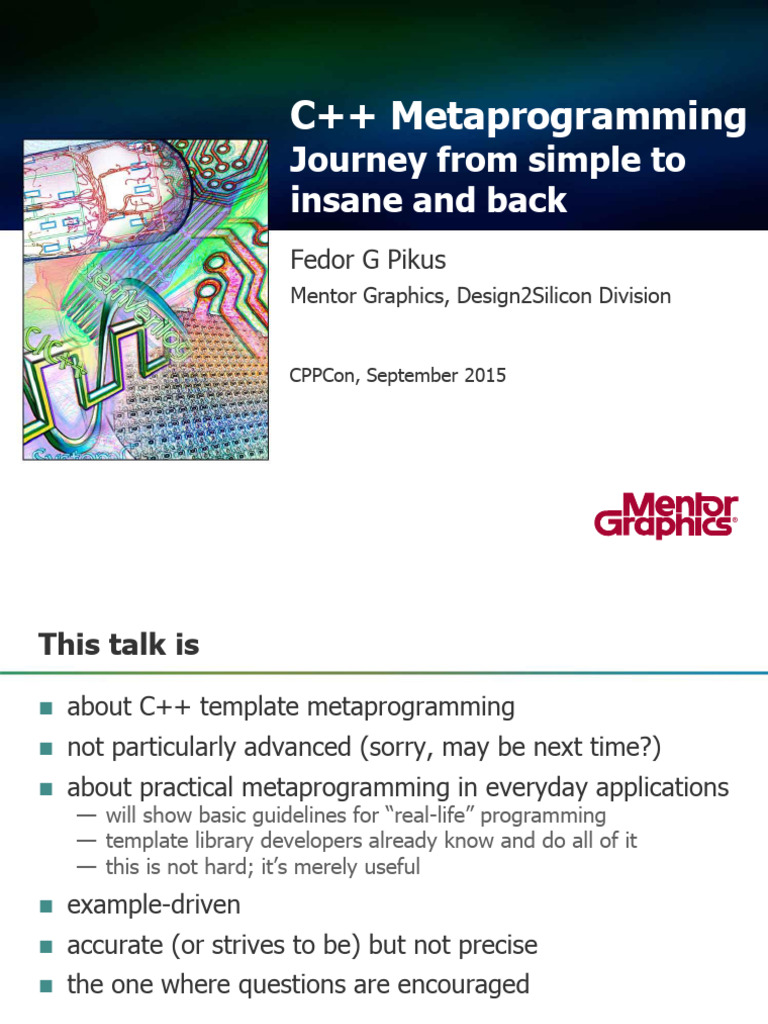 C++ Metaprogramming - Fedor Pikus - CppCon 2015 | PDF | Computer ... C++ Metaprogramming - Fedor Pikus - CppCon 2015 | PDF | Computer ...