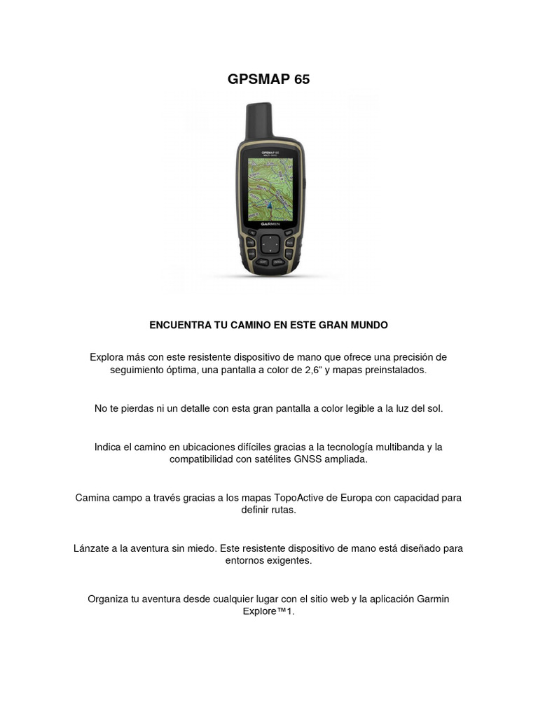 Ficha Tecnica Gpsmap 65 | PDF | Sistema de Posicionamiento Global ...