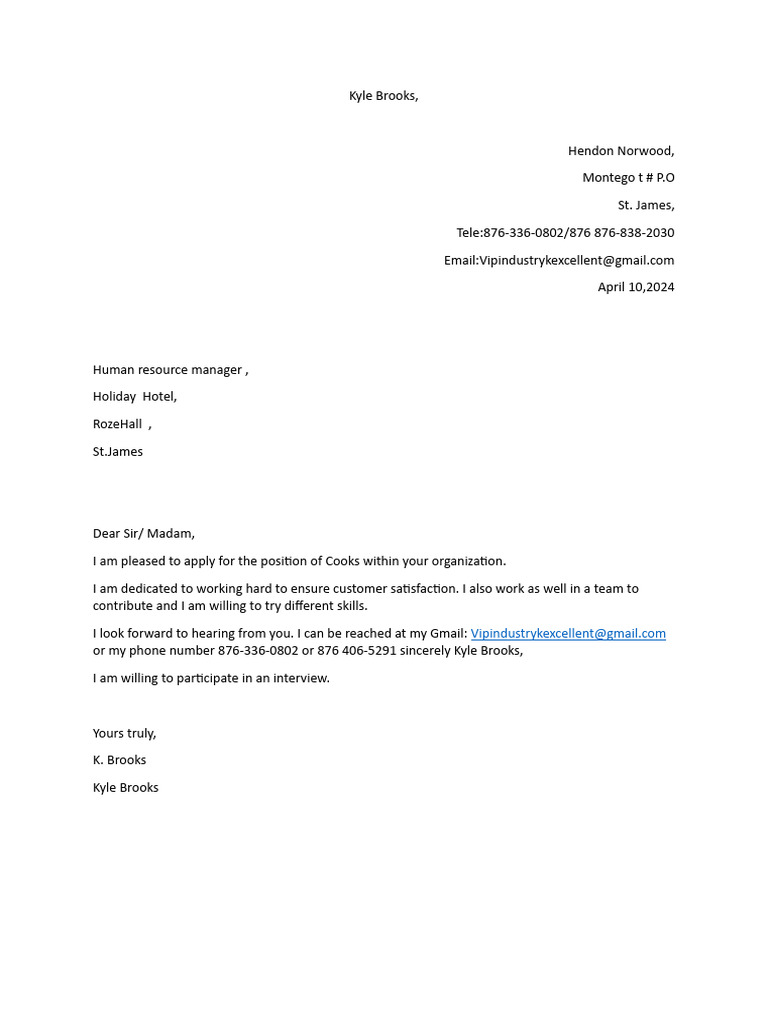 Application Letter 1. | PDF