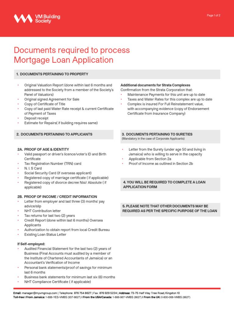 Documents Required To Process Mortgage Loan Application | PDF | Loans ...