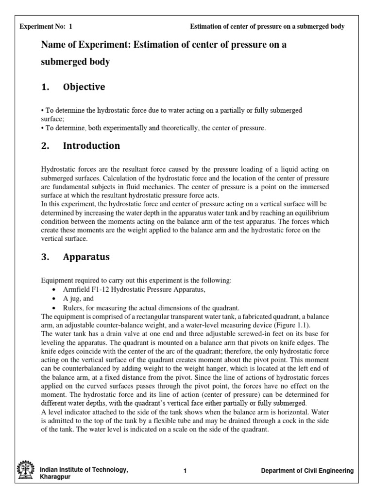 HWRE Lab Manual | PDF | Flow Measurement | Force