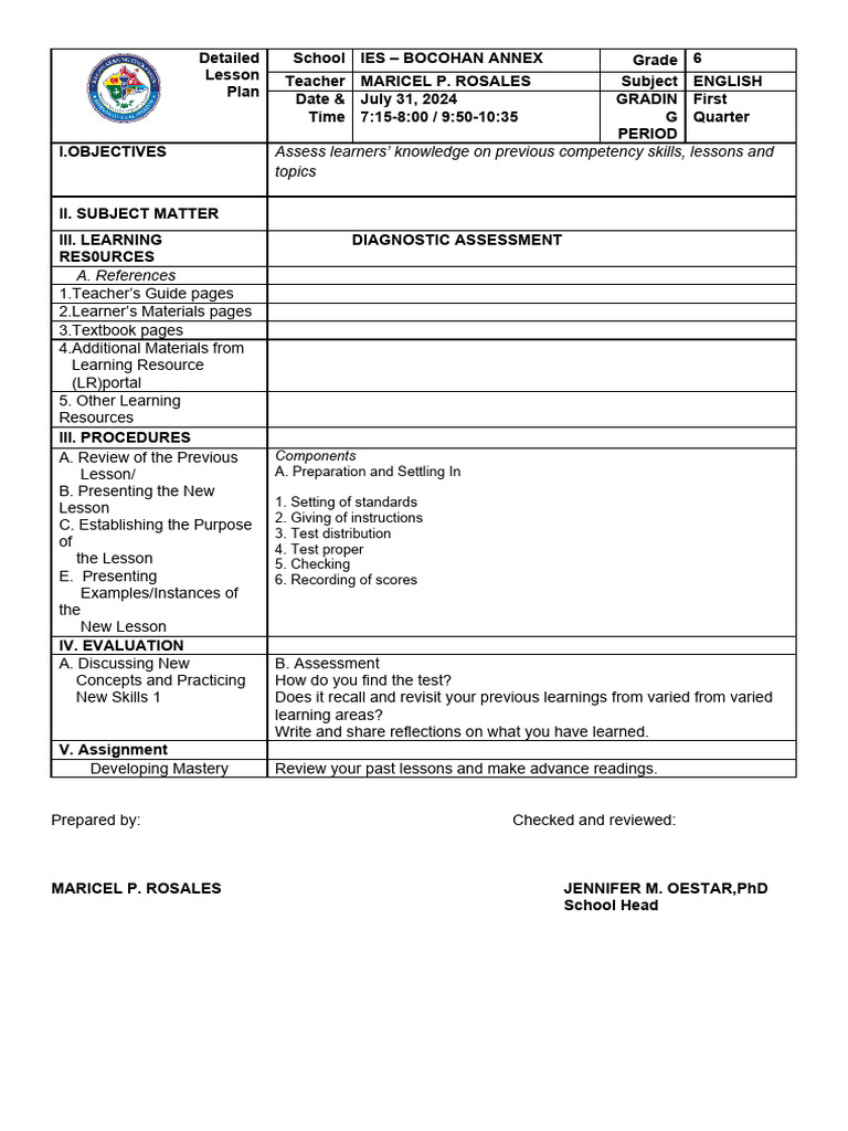 Q1 W1 D3 Diagnostic | PDF