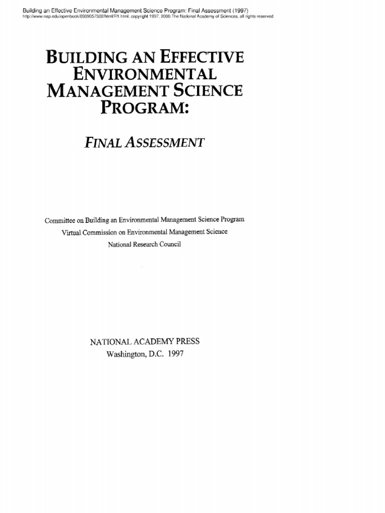 Building An Effective Environmental Management Science Program | PDF