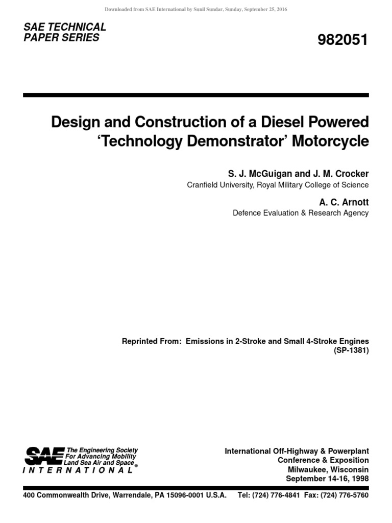 Diesel Motorcycle Technology Demonstrator | PDF | Diesel Engine | Piston