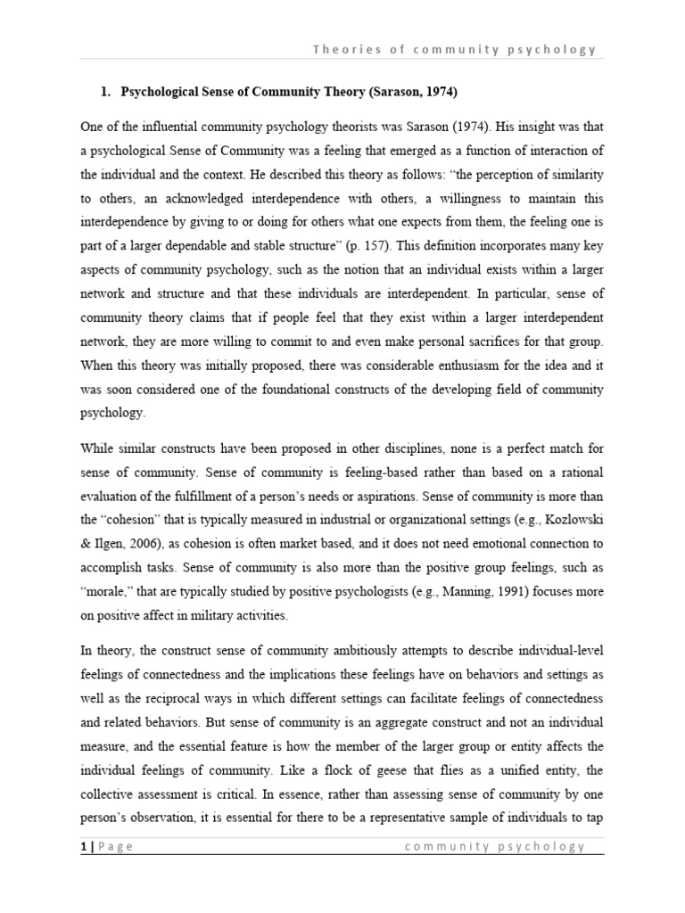 Theory of Community Assignment | PDF | Self Esteem | Self Concept