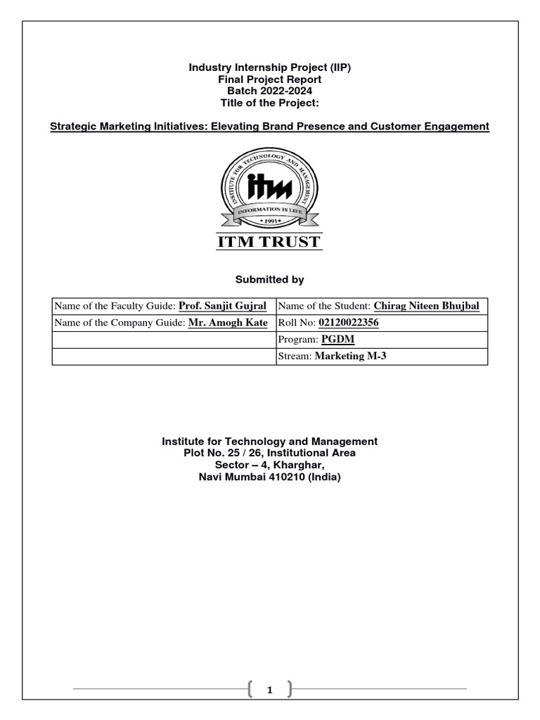 IIP Final Project - Chirag Bhujbal | PDF | Skin Care | Brand