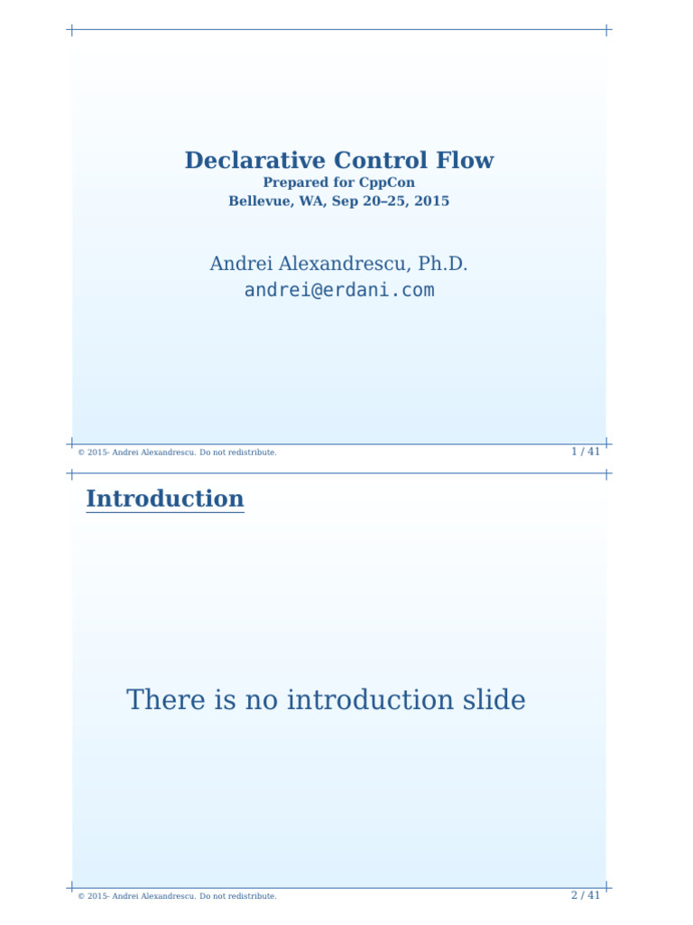 Declarative Control Flow Andrei Alexandrescu Cppcon 2015 Pdf Software Development