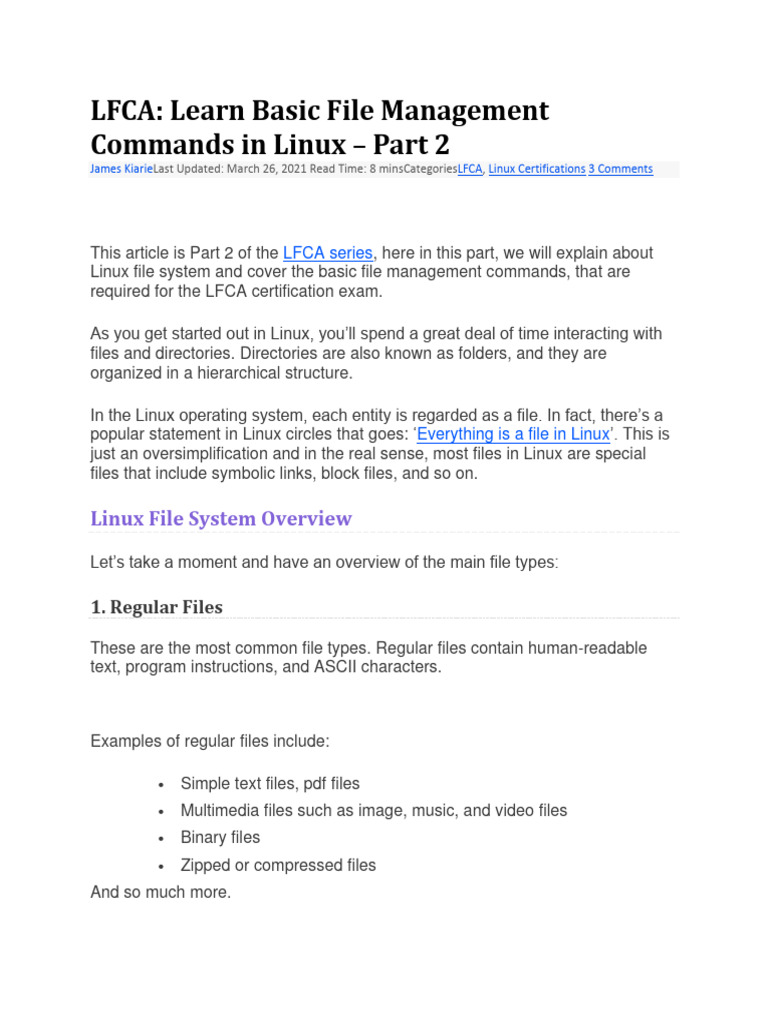 Linux - File Management Commands | PDF | Computer File | Directory ... Linux - File Management Commands | PDF | Computer File | Directory ...