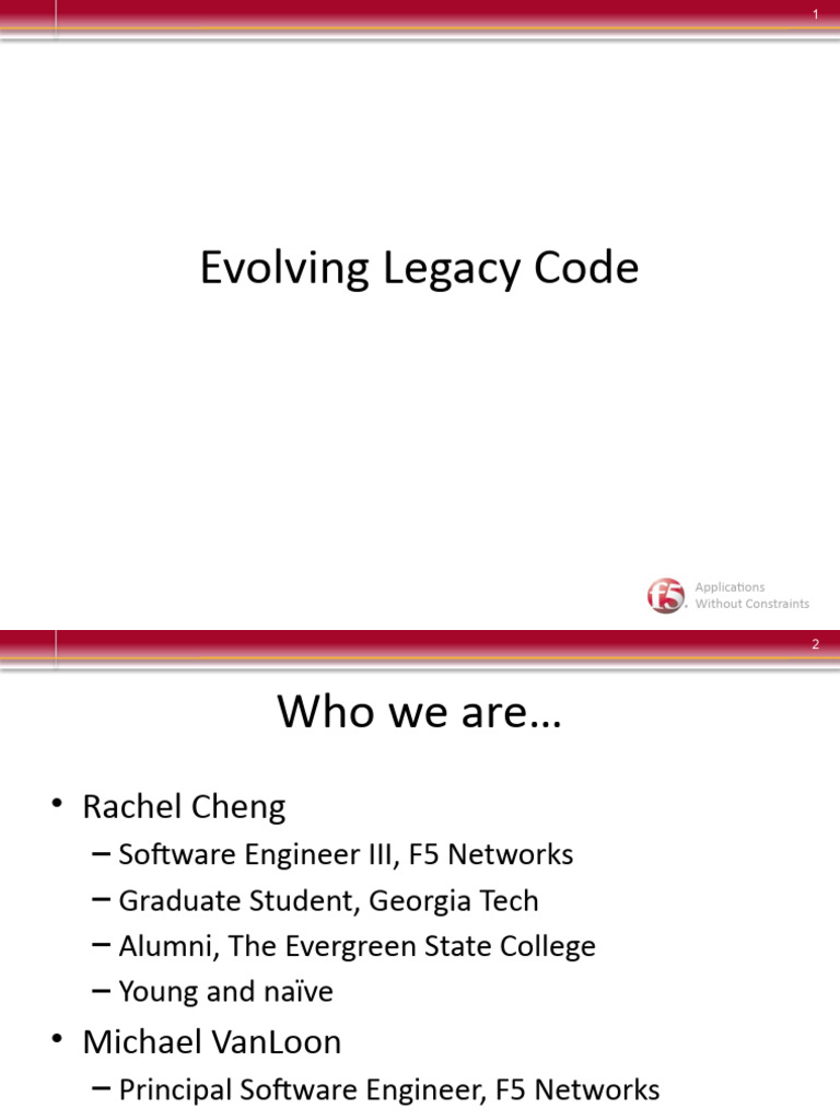 Evolving Legacy Code Rachel Cheng And Michael Vanloon Cppcon 2015 Pdf Computer