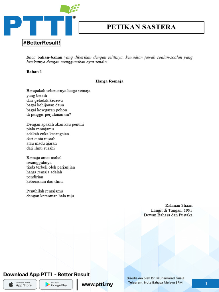 Latih Tubi Petikan Sastera 2 | PDF