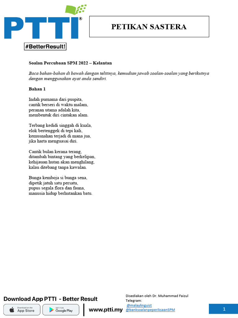 Latih Tubi Petikan Sastera 3 | PDF