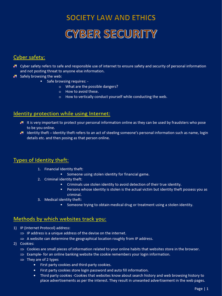 Cyber Safety .Cyber Crime .Detailed Notes .Cbse .Nithu04. | PDF ...