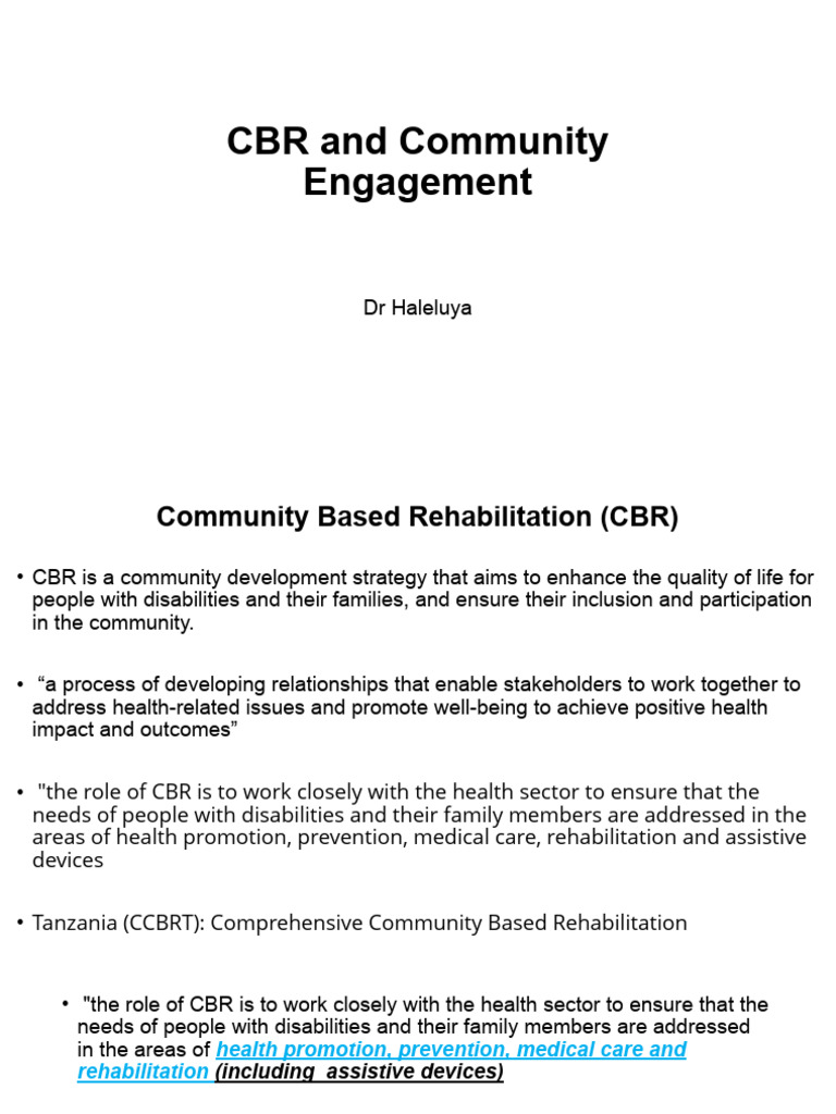 CBR and Community Engagement | PDF | Health Care | Disability