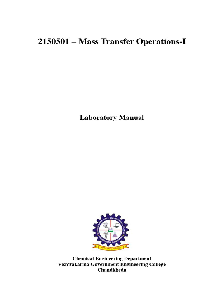 L. Laboratory Manuals - 3150501 Mass Transfer Operation-I | PDF | Diffusion | Liquids