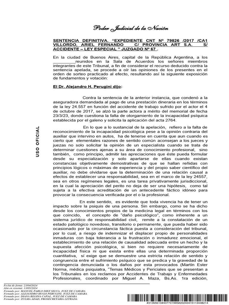 Fallo 1 | PDF | Sentencia (ley) | Psique (psicología)