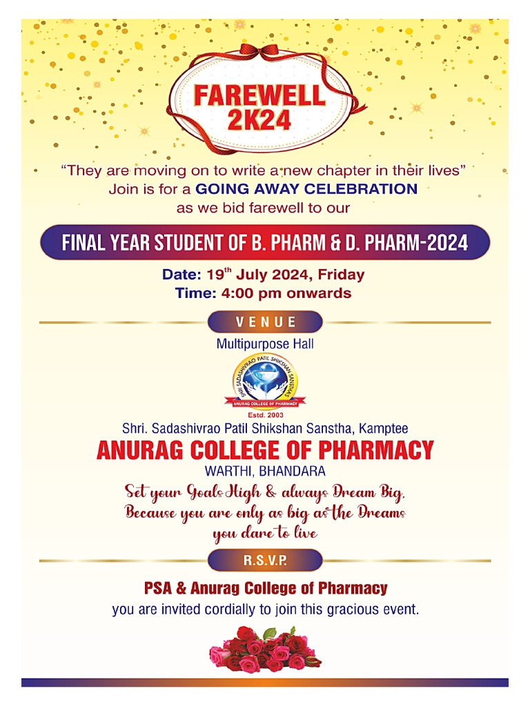 Anurag College of Pharmacy INVITATION - 2024 | PDF