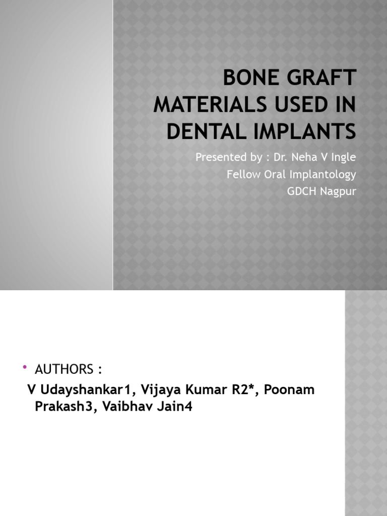 Bone Graft Materials in Dental Implants | PDF | Dental Implant | Dentistry