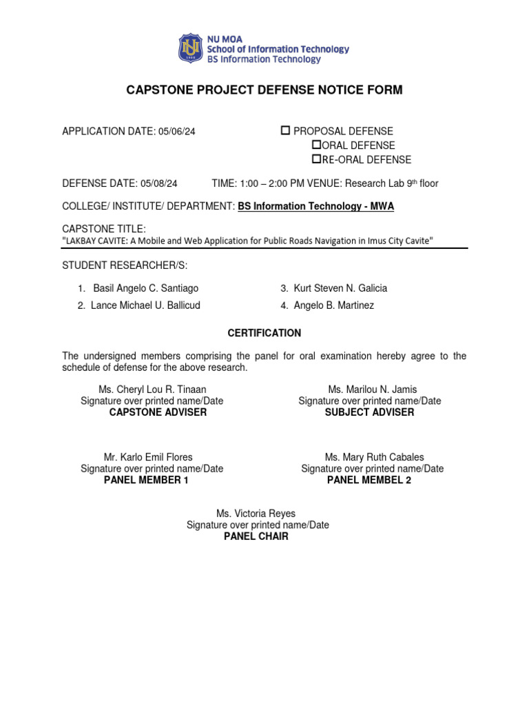 Capstone Defense Notice | PDF