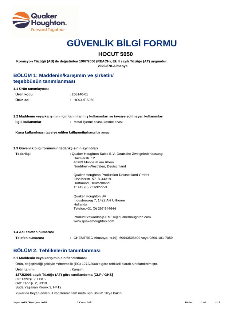 SDS - Hocut 5050 - en | PDF