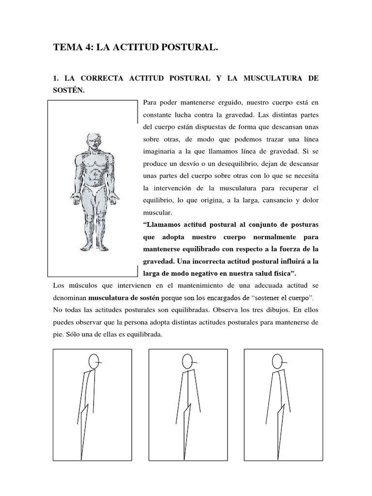 La Actitud Postural | PDF | La columna vertebral | Rodilla