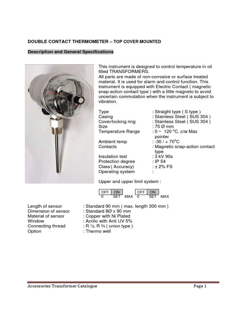 CATALOGUE Accessories Transformer | PDF | Thermometer | Temperature