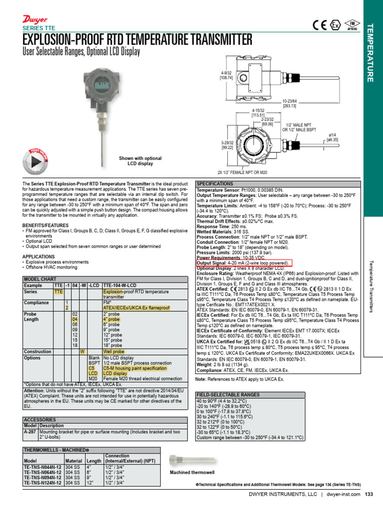 Temp Transmitter Datasheet | PDF | Electrical Engineering