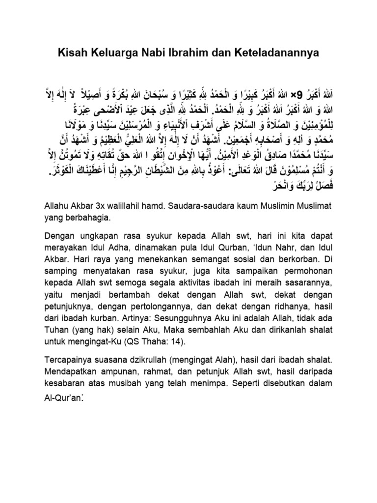 Keteladanan Nabi Ibrahim dalam Kurban | PDF
