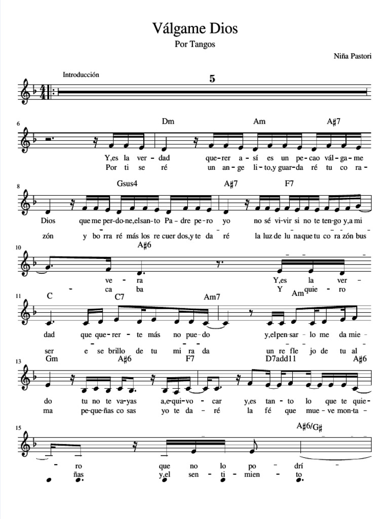 Valgame Dios Nia Pastori Partitura | PDF