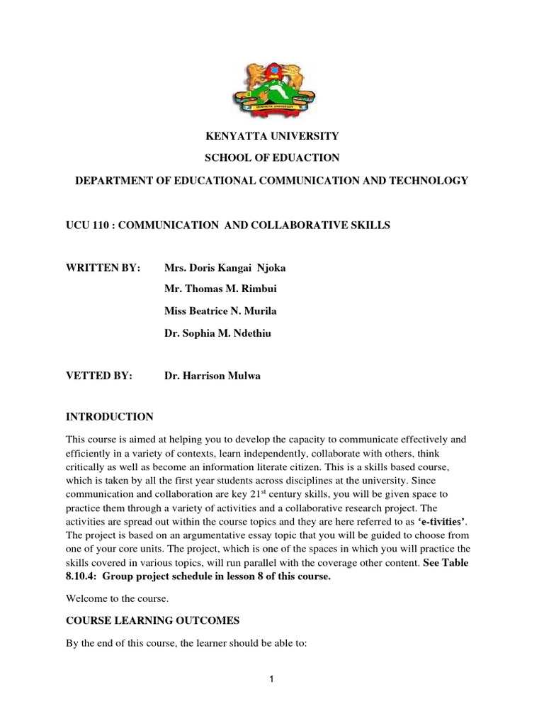 Communication and Collaboration Skills | PDF | Communication | Learning