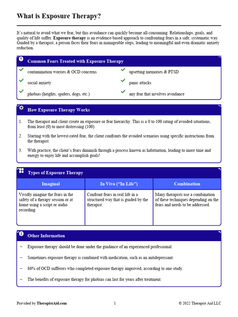 Exposure Therapy Info Sheet | PDF | Psychotherapy | Phobia