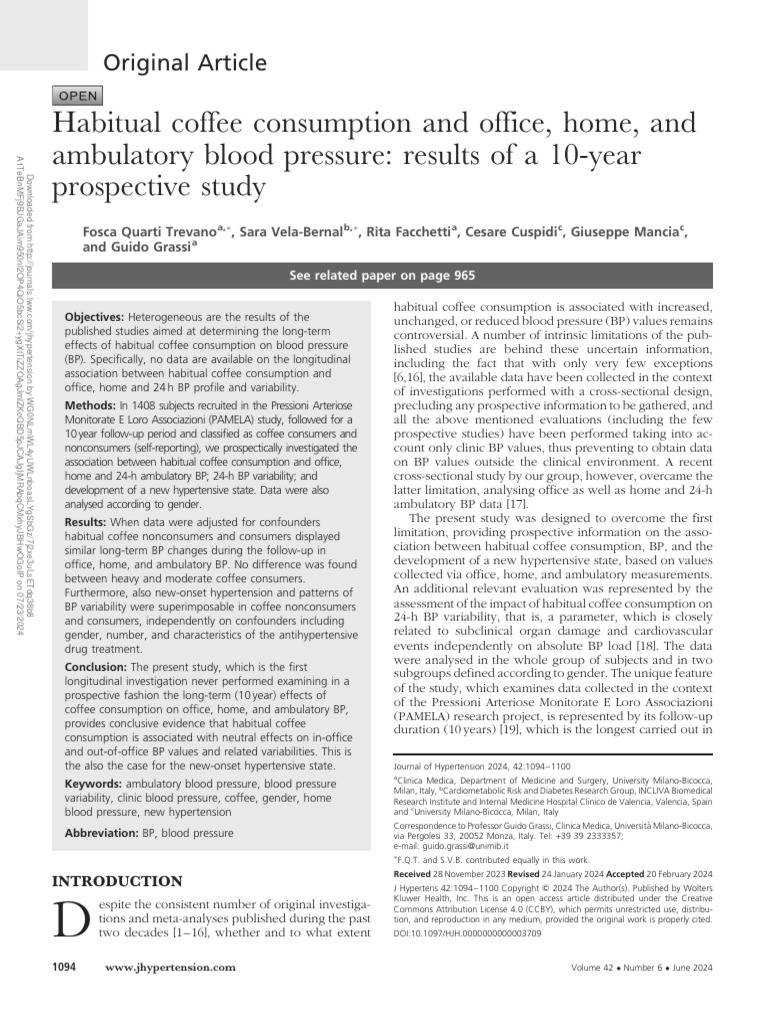 Habitual Coffee Consumption and Office, Home, And.21 | PDF | High ...