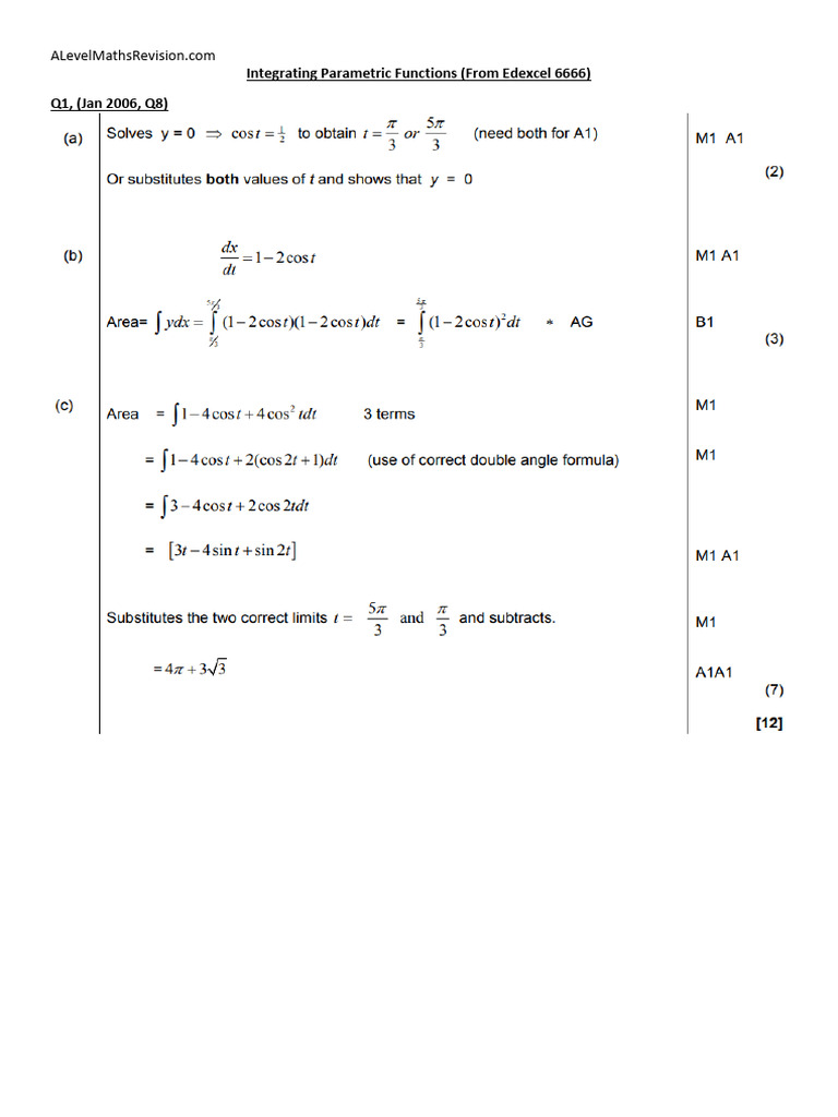 A-Level Maths Parametric Integration | PDF | Technology & Engineering