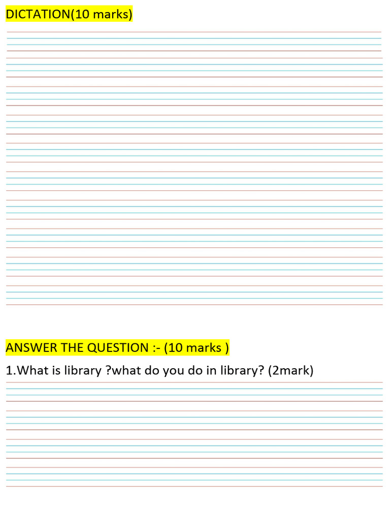 Test For Class 1 | PDF