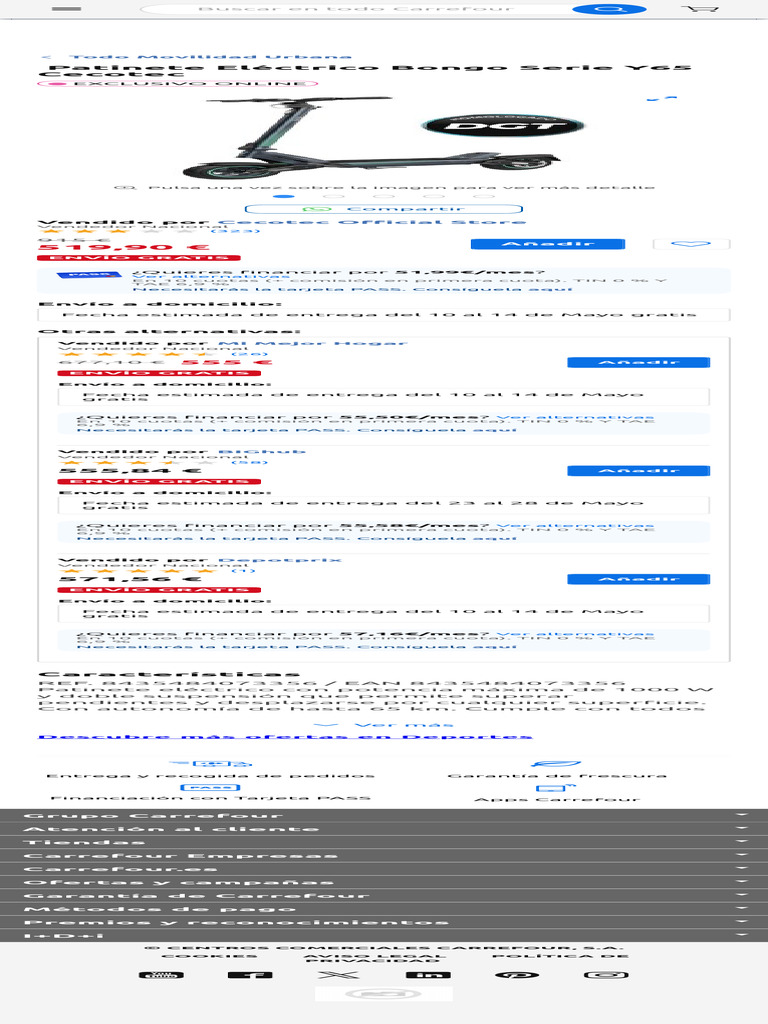 Patinete Eléctrico Bongo Serie Y65 Cecotec Con Ofertas en Carrefour Ofertas Carrefour Online | PDF