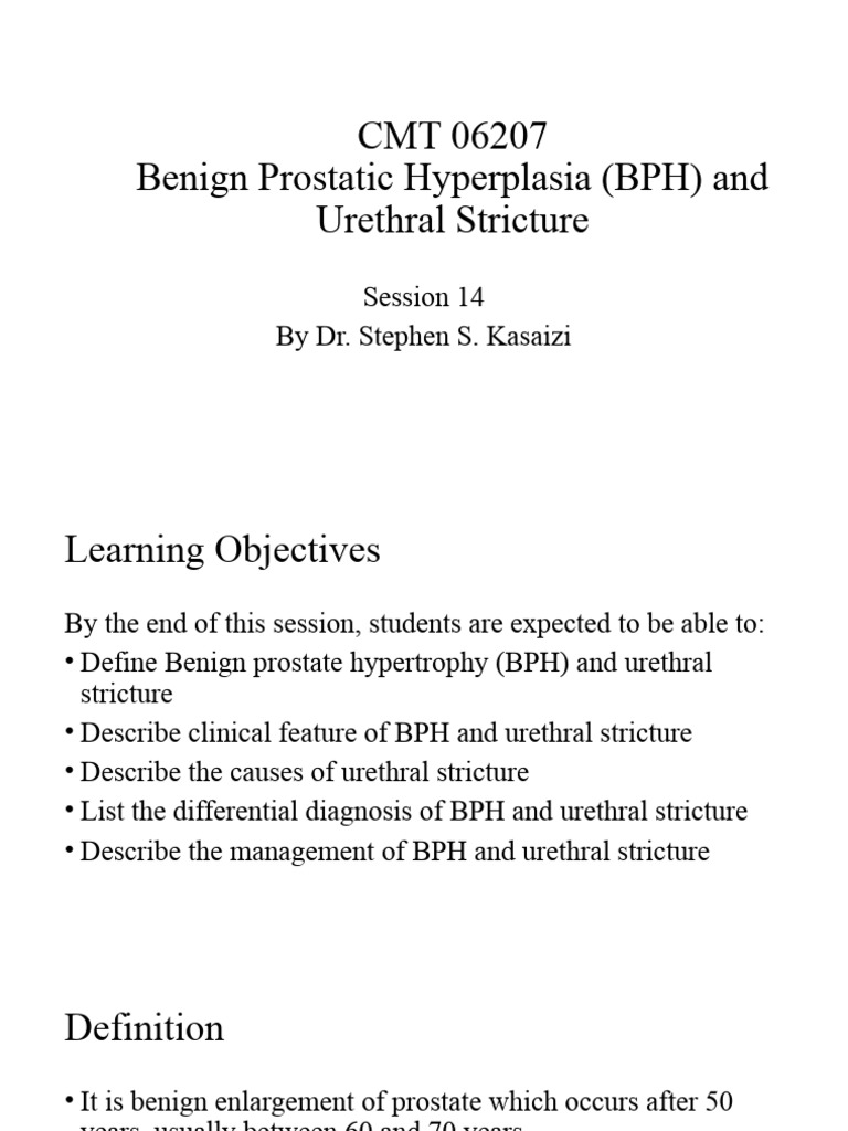 Session 14 - Benign Prostate Hyperplasia (BPH) | PDF | Prostate | Urination