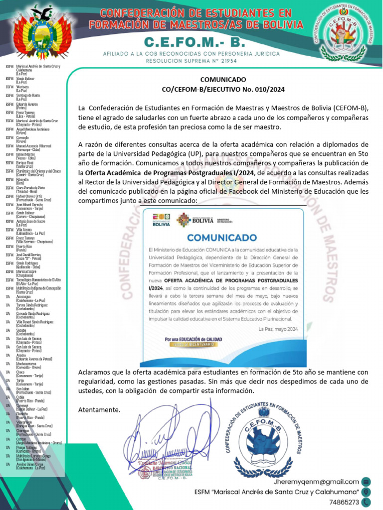 Comunicado 010 2024 | PDF | Ciencias sociales