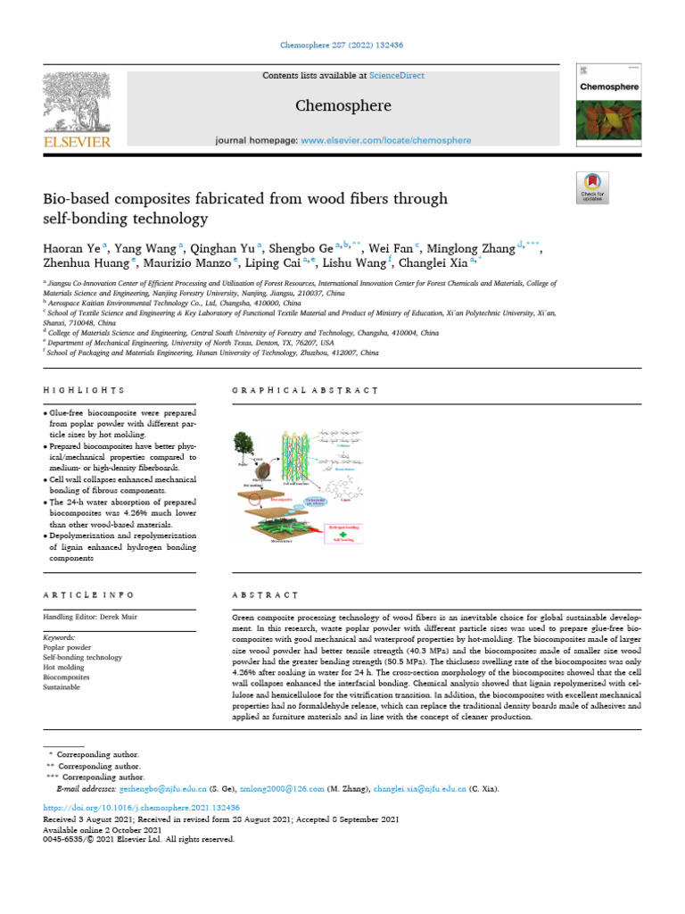 Bio-Based Composites Fabricated From Wood Fibers Through Self-Bonding ...