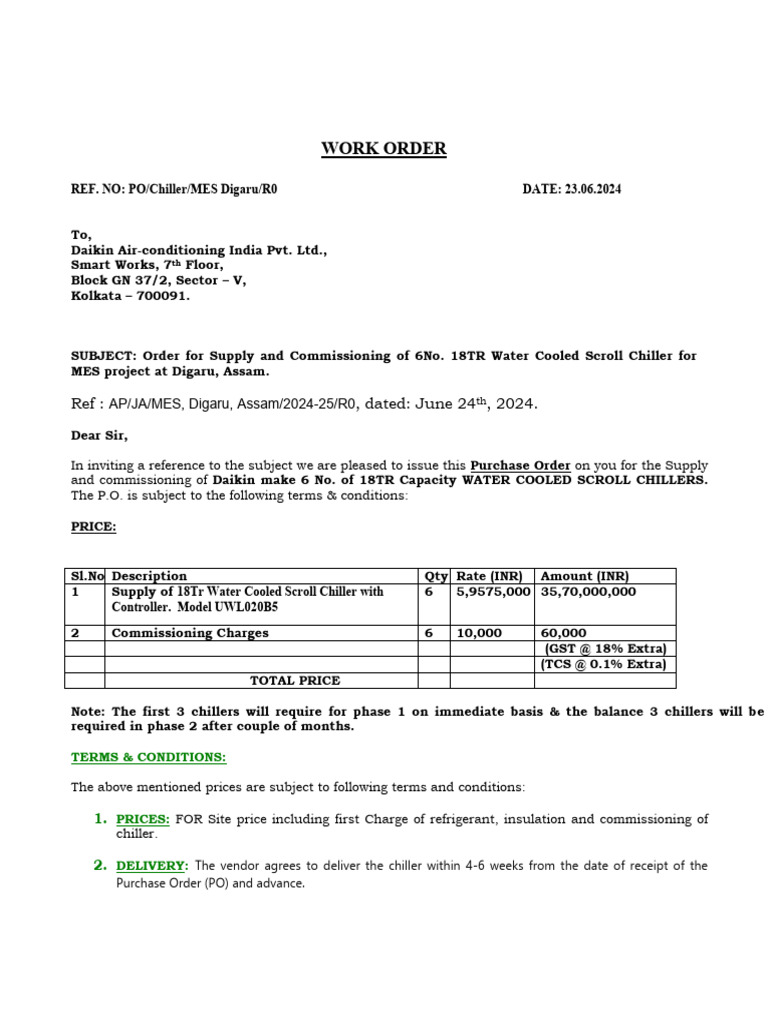 Work Order: Ref:, Dated: June 24, 2024 | PDF | Personal Protective ...