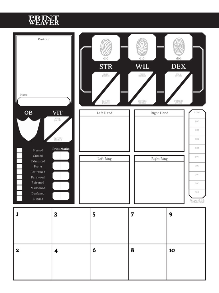 RPG Character Sheet Template | PDF