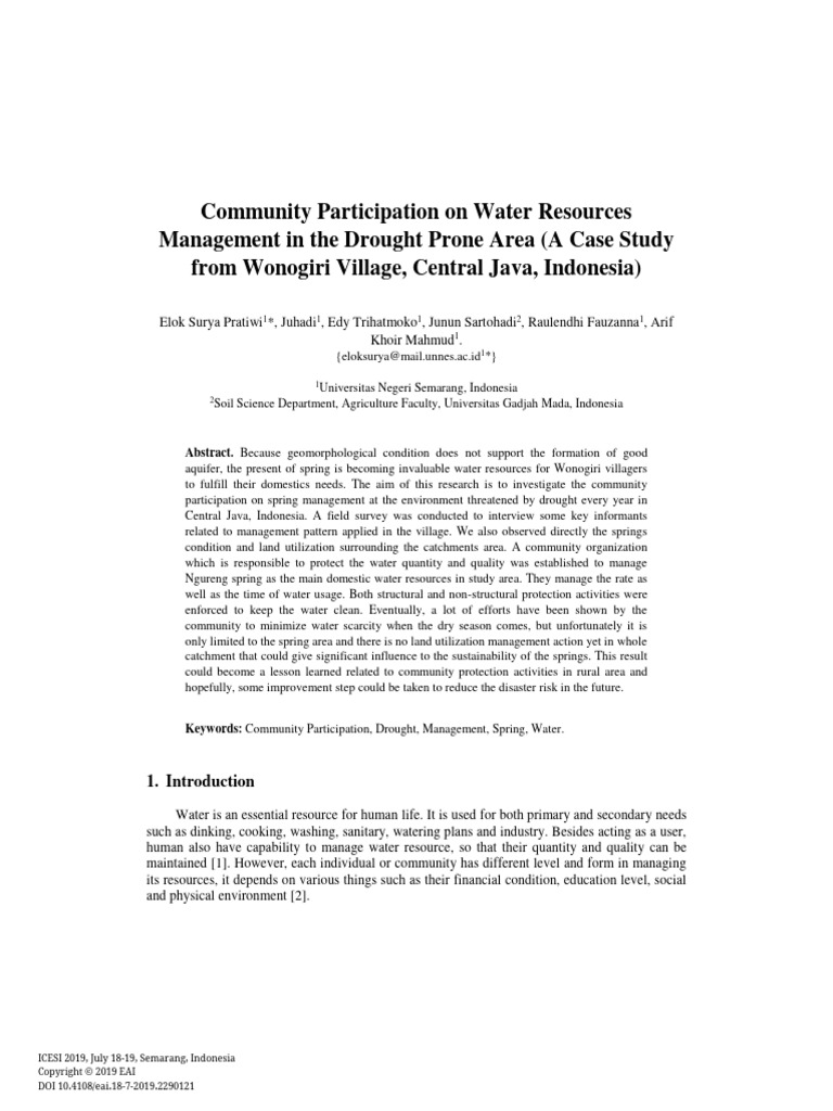 Community Participation On Water Resourc | PDF | Water | Reservoir