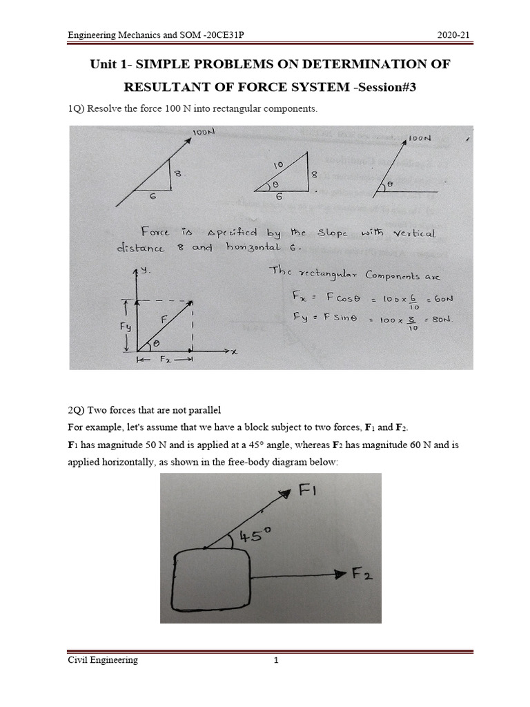 637811330183266243EnggMechanicsandSOMUnit1 Session3 | PDF | Force | Applied And ...