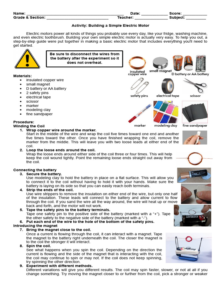 Building a Simple Electric Motor | PDF | Electric Motor | Wire