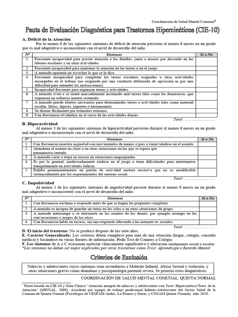 Test de Conners | PDF | Desorden hiperactivo y deficit de atencion ...