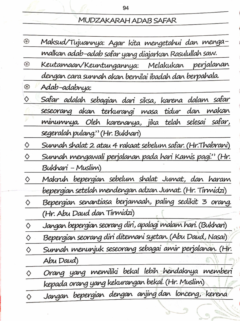Mudzakarah Adab Safar | PDF